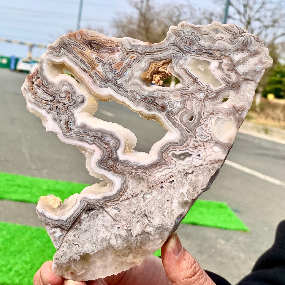 264G Natural Crazy Banded Lace Agate Crystal Polished Slice Mexican ...