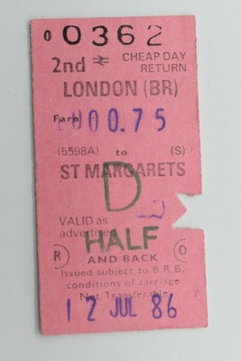 British Railway Ticket 0362 London (BR) to ST Margarets 12JUL86 | eBay