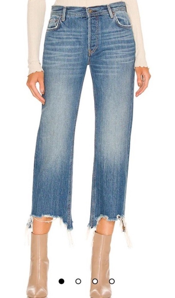 We the Free People Maggie Mid-Rise Straight Leg Jeans 30 Chewed Hem ...
