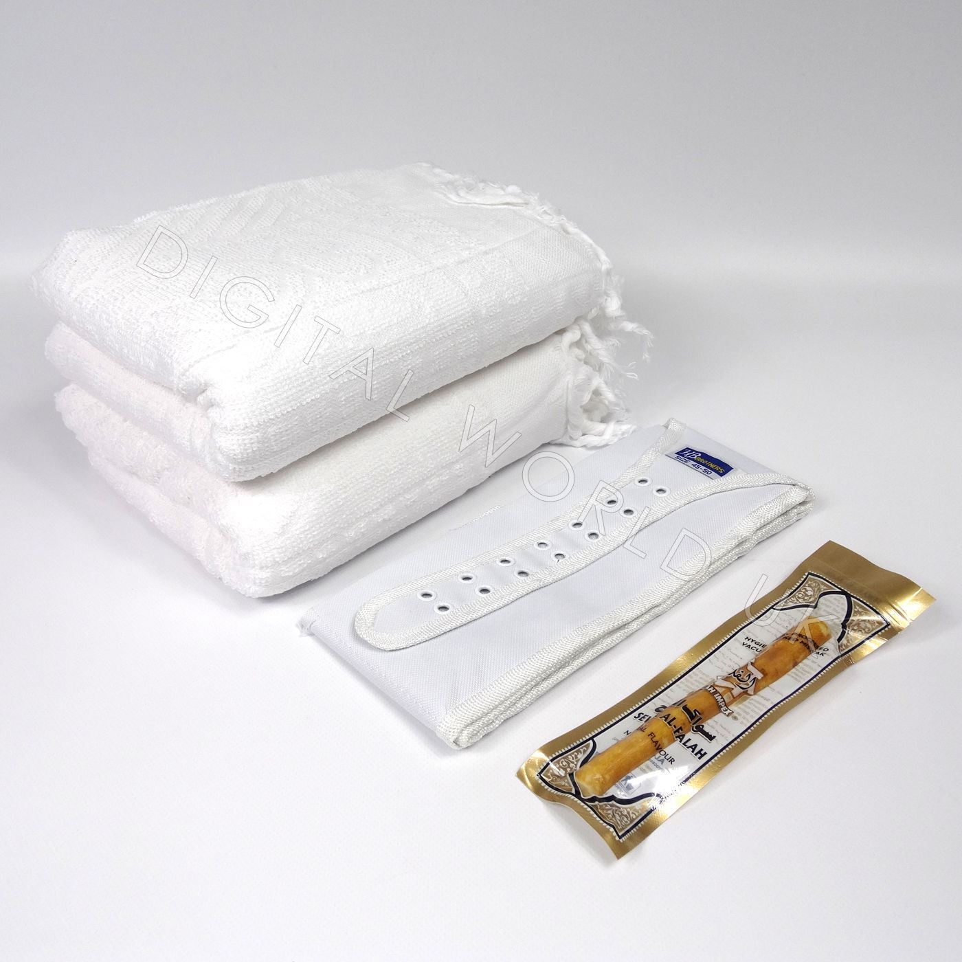 2 Piece Ihram 1200g White Towel Adult Cotton Blend + Belt Hajj Umrah ...