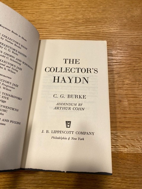 Keystone Books in English: The Collector's Haydn by Cornelius G. Burke ...