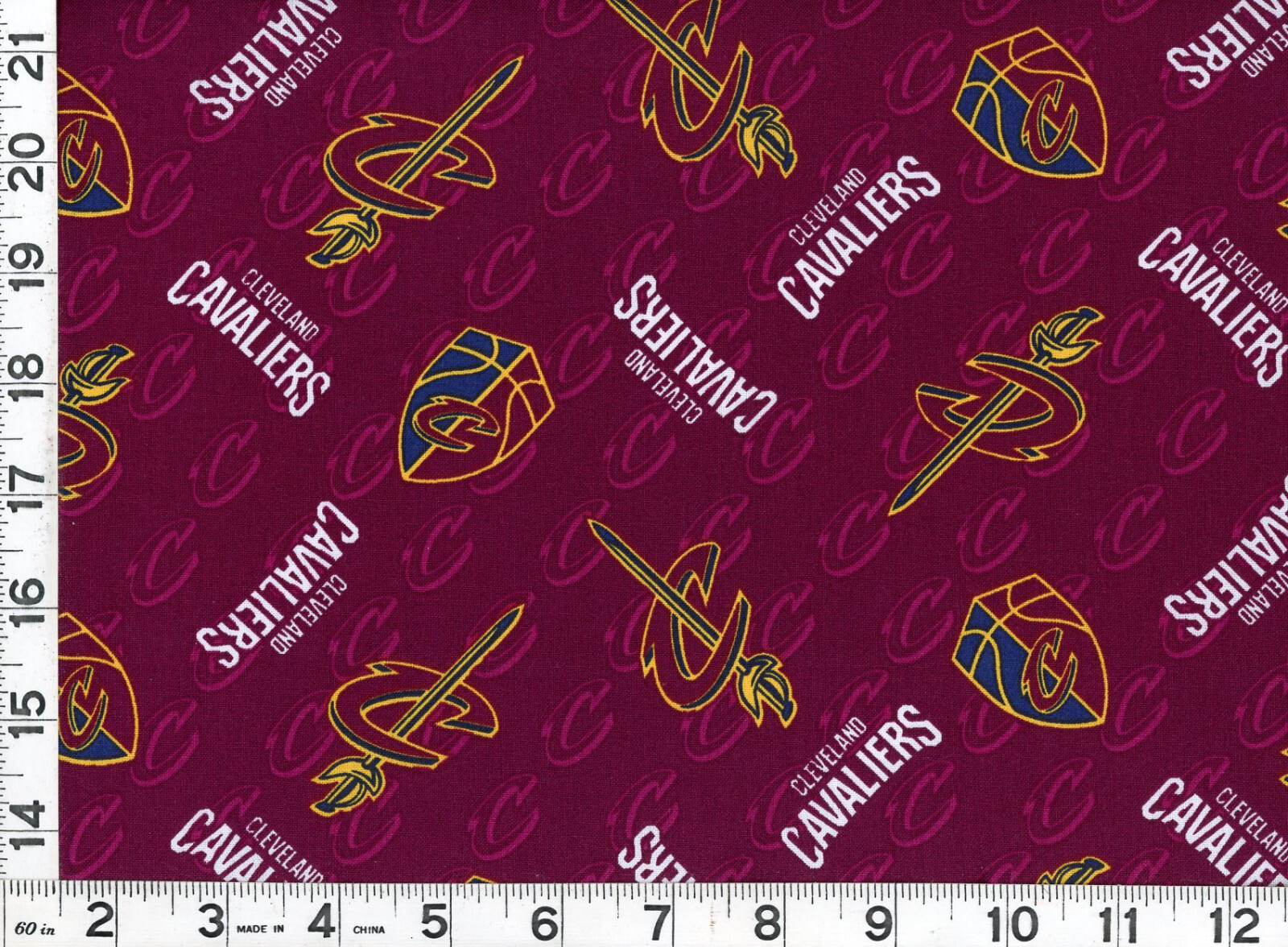 Cleveland Cavaliers NBA Basketball Logo Quilting Sewing Fabric 1/2 Yard ...