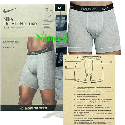 Nike Dri-FIT ReLuxe Boxer Briefs-2-Pk Men Medium(waist): 32-34” | eBay