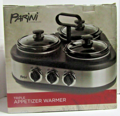 PARINI Appetizer Warmer Three 1 qt Pots Individual Temperature Control ...