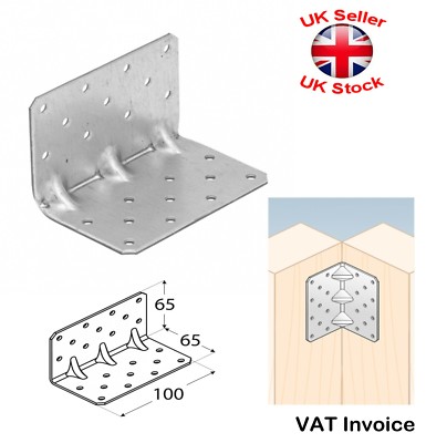 ANGLE BRACKET Heavy Duty 2.5mm Galvanised Corner Brace Timber 100mm x ...