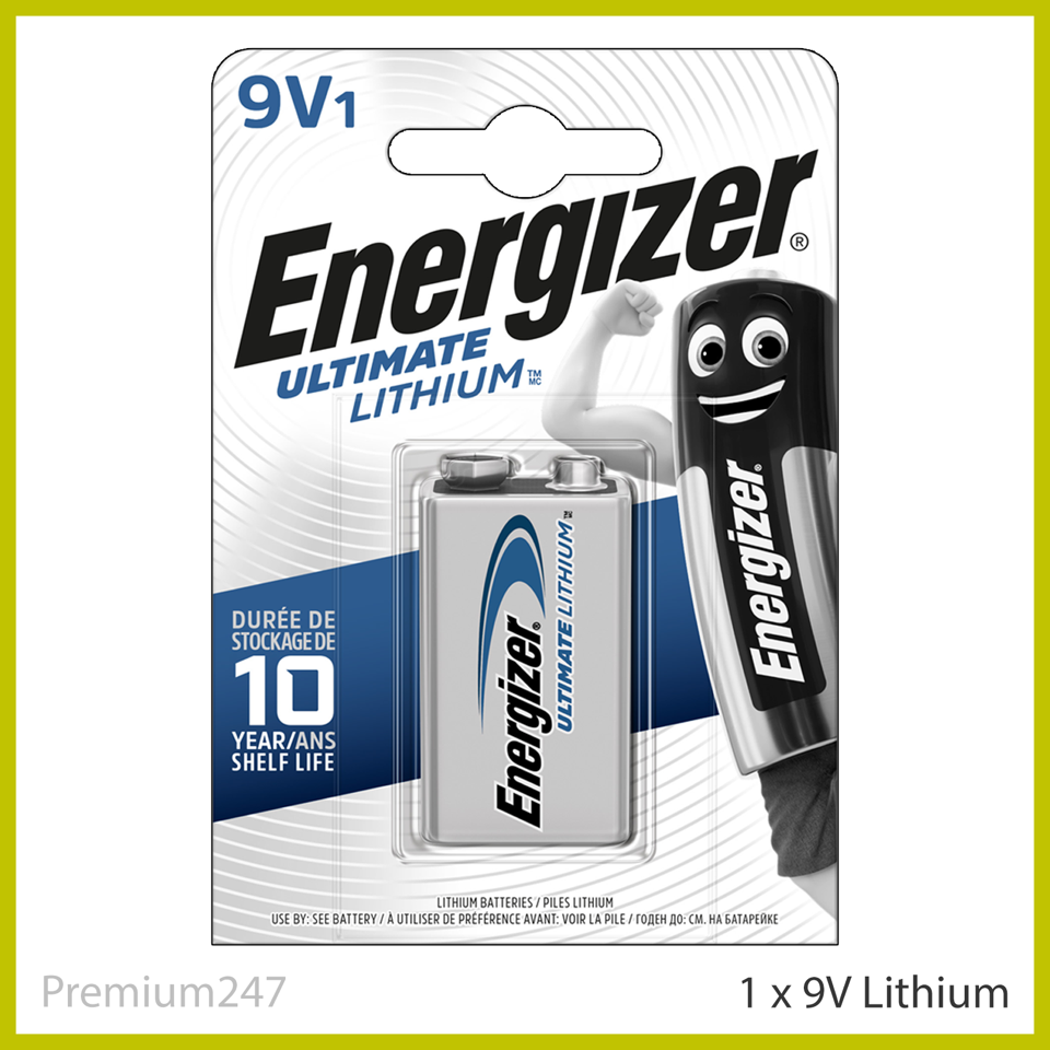 5x Energizer 9V PP3 Ultimate Lithium Battery 6LR61 MN1604 LR22 Block ...