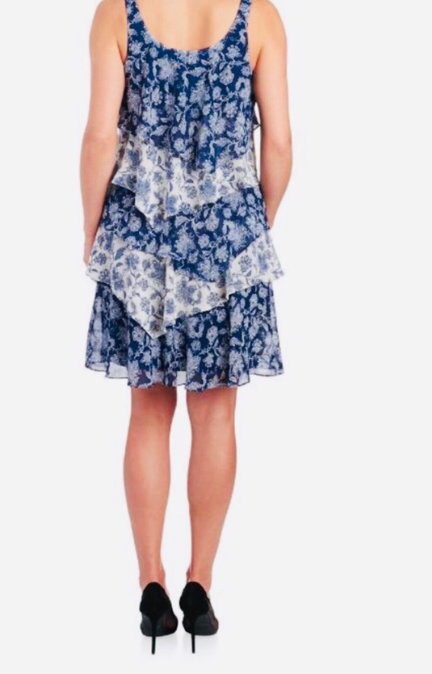 Bethany Woman's Size 14 Blue / White Floral Tiered Tank Dress NWT | eBay