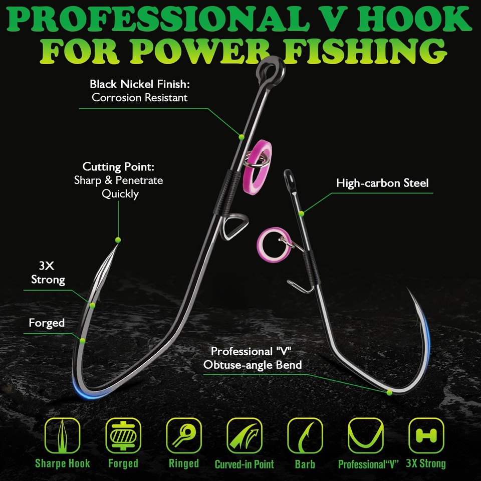 20PCS Live Shrimp Hooks 2/0 V Bend Fishing Bait Hook for Bass Trout ...