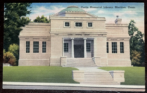 Postcard Meriden Connecticut Curtis Memorial Library Vintage Linen | eBay