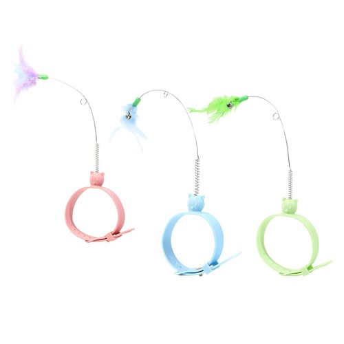 Cat Feather Collar Toy Cat Stick Toy Cat Enrichment Toy Multiple Ways ...