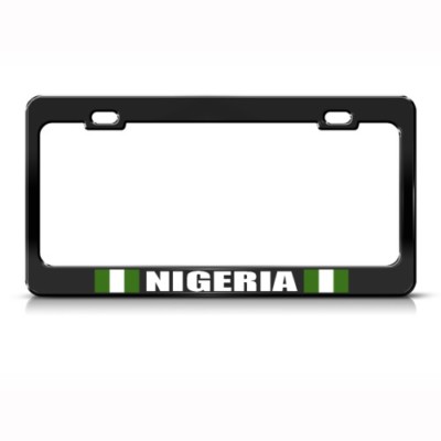 NIGERIA NIGERIAN FLAG BLACK License Plate Frame Tag Holder | eBay
