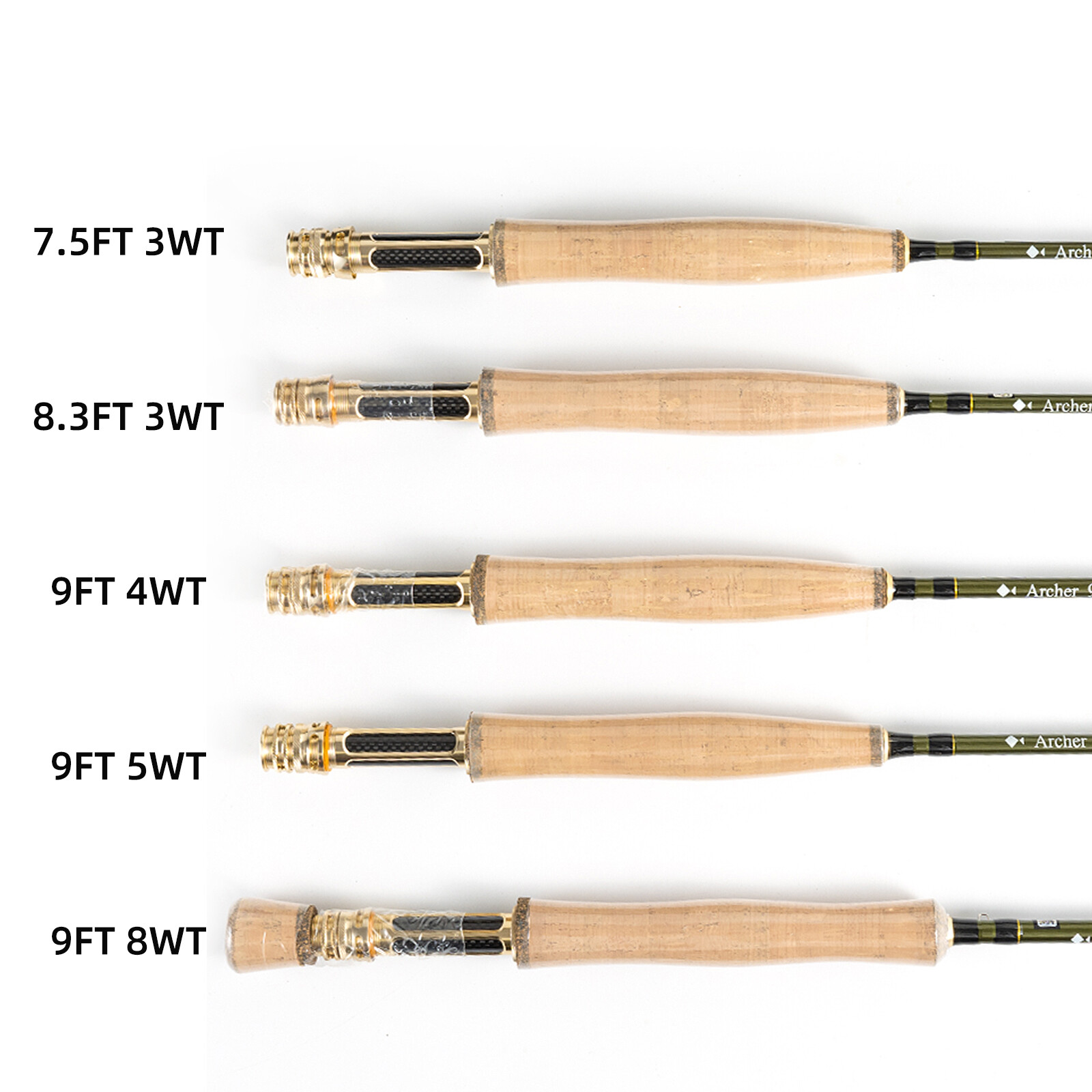 9FT 4WT 4Pieces Carbon Archer Fly Fishing Rod &3/4WT Reel MossGreen ...