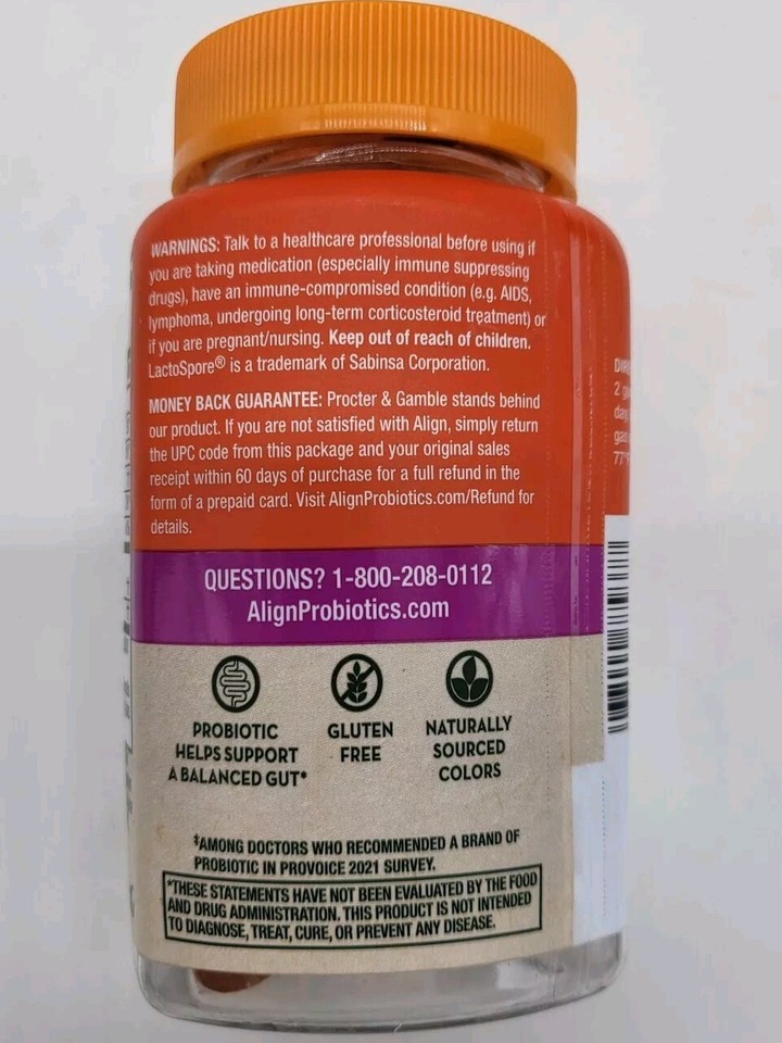 Align Dualbiotic Prebiotic + Probiotic Fruit Flavored 60 Gummies EXP 05 ...