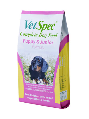 Vetspec Puppy & Junior Complete Dog Food Formula Chicken 12kg + FREE ...