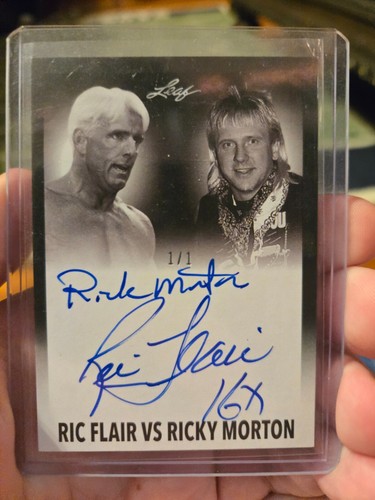 1/1 Ric Flair Ricky Morton Dual Auto 2014 Leaf Wrestling RF-RM1 HOF WWE ...