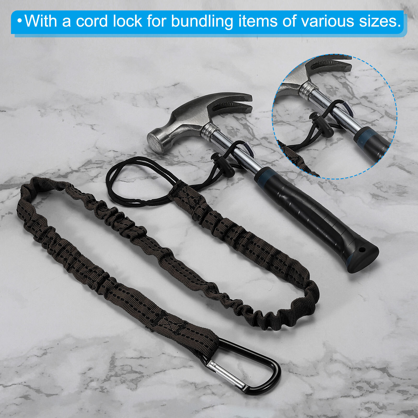 Tool Lanyard with D Hook, 43 Inch Safety Tool Leash 1 Inch Width, Black ...