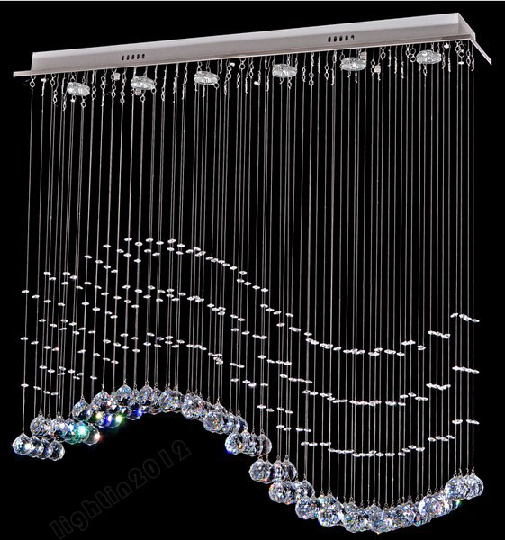 New Modern Wave Crystal Pendant Light Ceiling Lamp Lighting Rain Drop ...