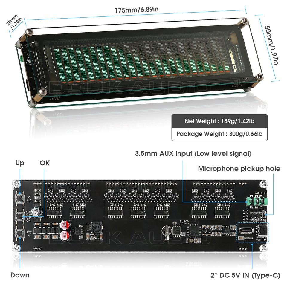 VFD Music Spectrum Display Screen Dot Matrix Sound Level Indicator Amp ...