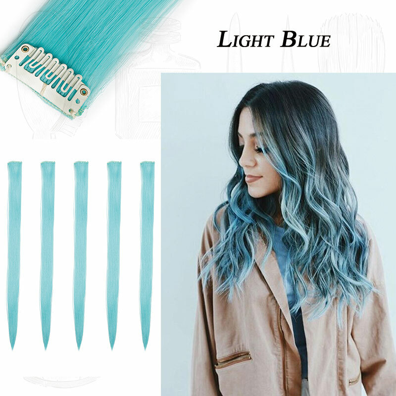 25+Colors Highlight For Human Hair Extension Clip in Piece Real Natural ...