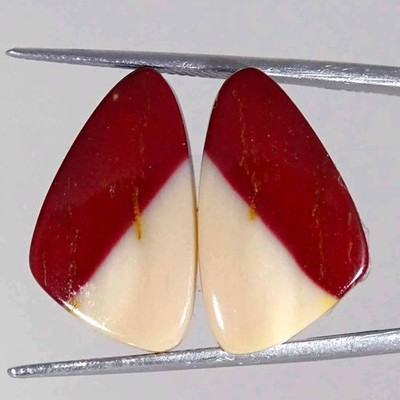 15.60Cts Natural Mookaite Jasper Cabochon Gemstone Fancy Pair 13x21x4mm ...