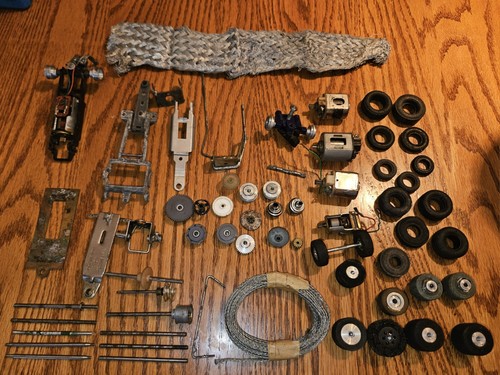 vtg SLOT CAR Parts & Accessories LOT Wheels Motors Axles Gears Chasis ...