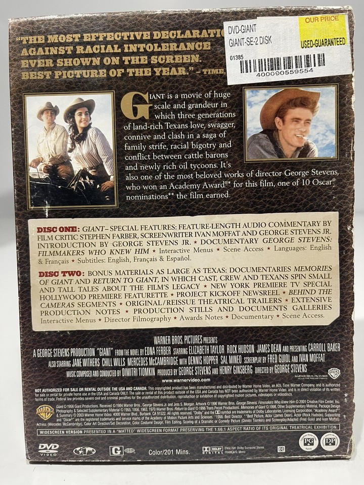 Giant (DVD, 2003, 2-Disc Set, Special Edition Two Discs) 85392322121| eBay
