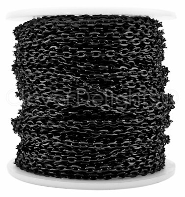 Cable Chain - 3x4mm Link - Dark Black Color - 30 100 Feet - Bulk Craft ...