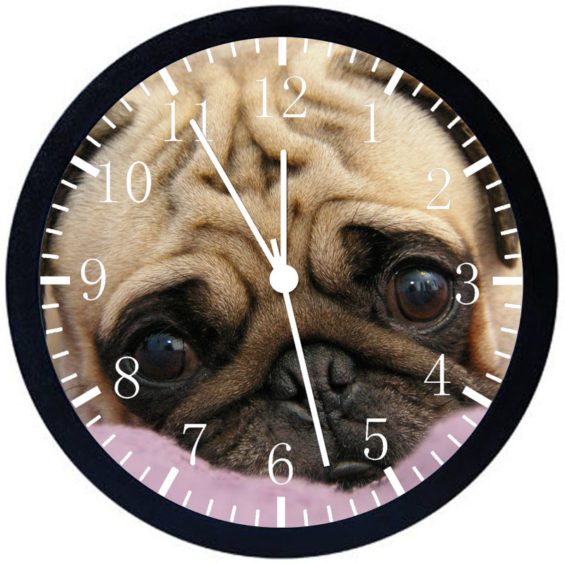 Cute Pug Black Frame Wall Clock E225 | eBay