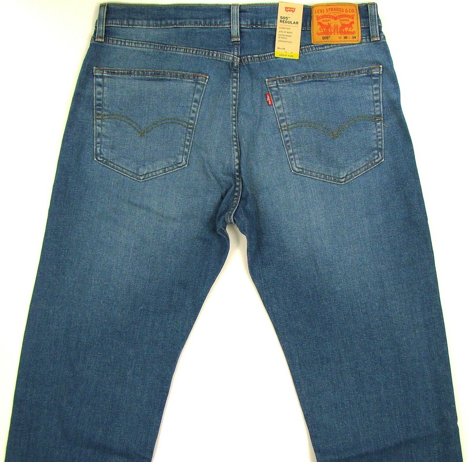 Levis 505 Jeans New Mens Regular Fit Straight Leg 29 30 31 32 33 34 36 ...