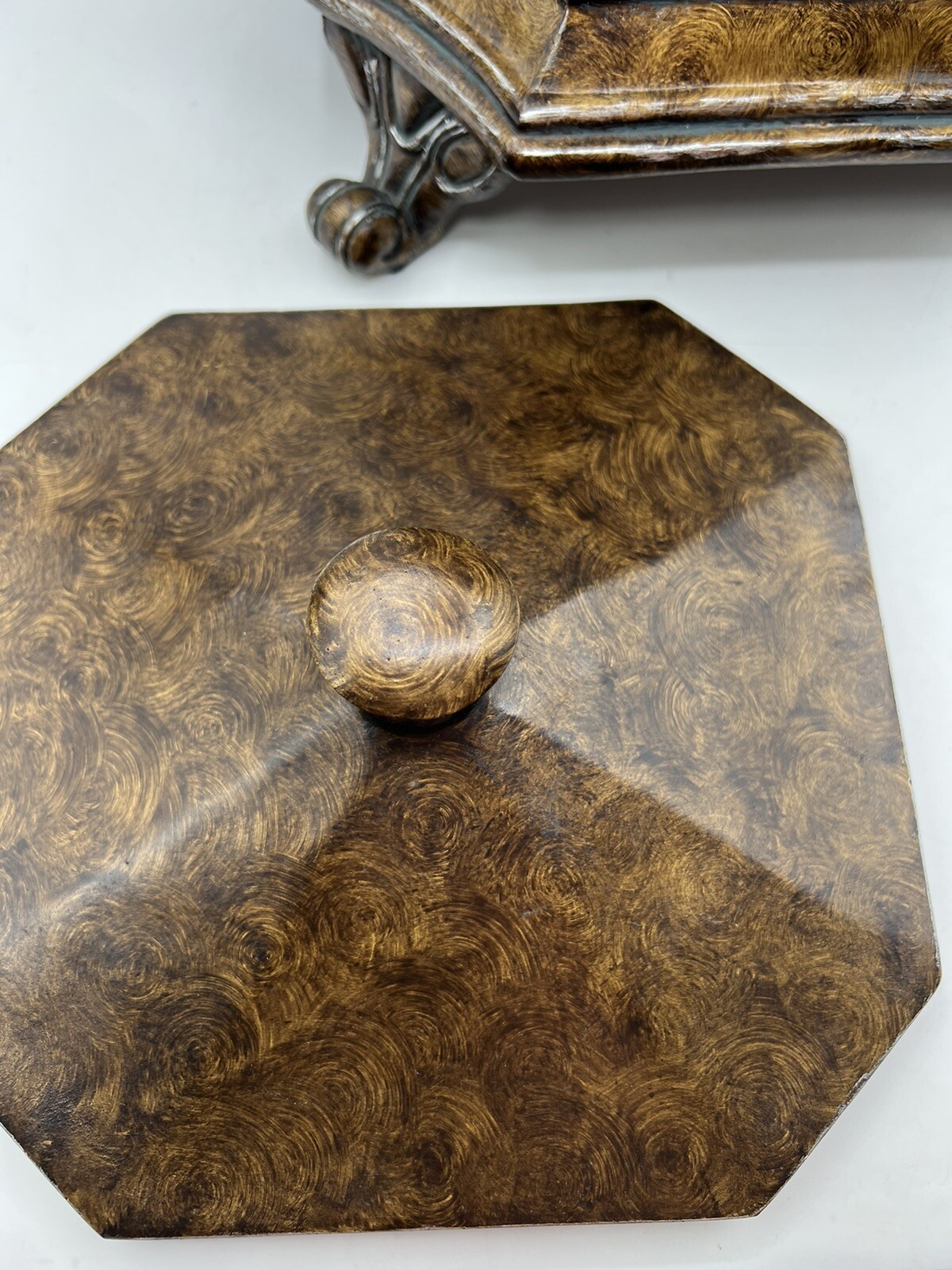 Decorative Octagonal Wood Lacquered Box Large With Lid Heavy 11x11x14 ...