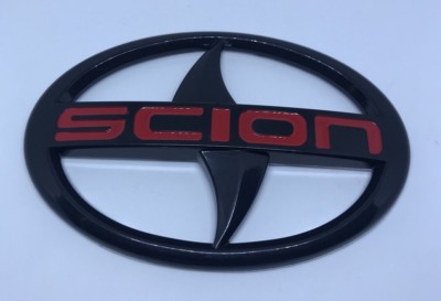 Scion Emblems large Silver Black letter Badge Stickers front JDM black ...