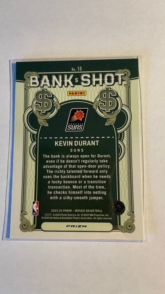 2023-24 Panini Mosaic Bank Shot Kevin Durant Silver Reactive 10 Phoenix ...