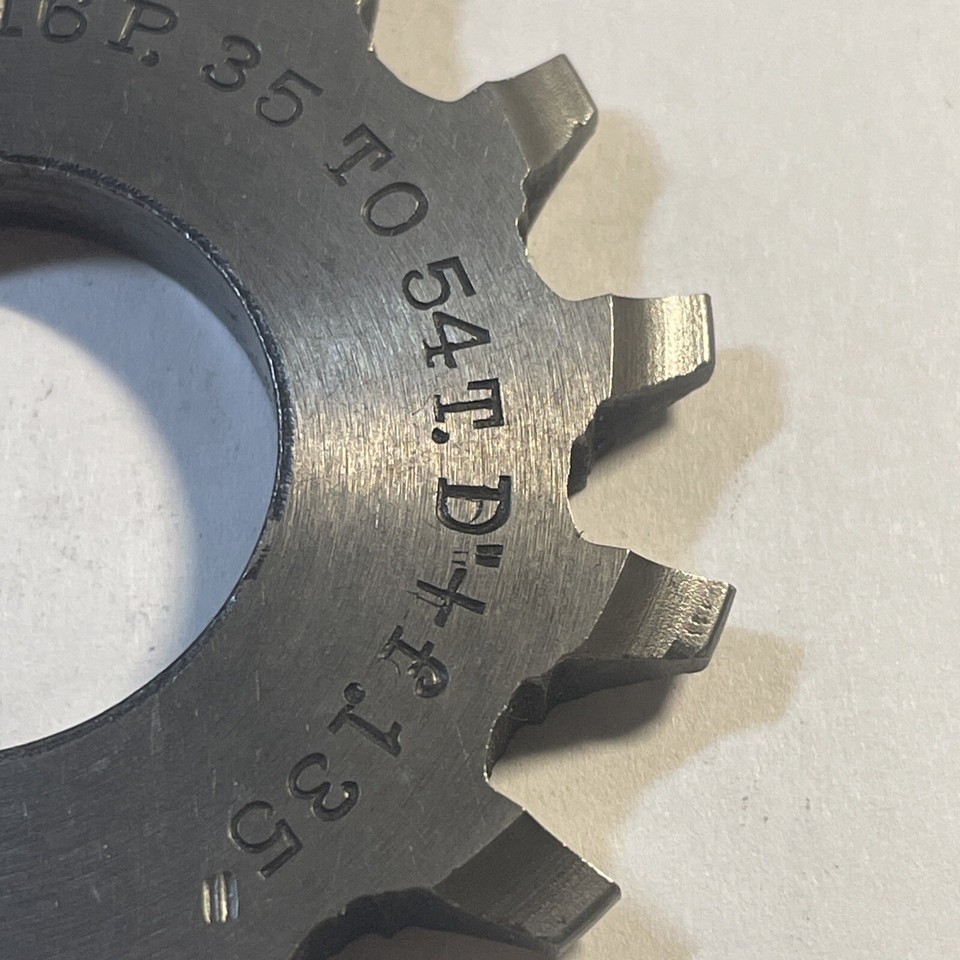 Involute Milling Gear Cutter #3 16P 35-54T 1” Bore Brown And Sharpe B26 ...