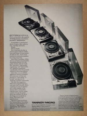 1975 Tannoy Micro Turntables 4 Models photo vintage print Ad | eBay