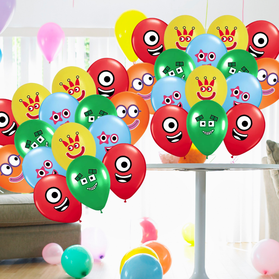 NUMBER BLOCKS Decoration Balloon party banner table cover plate cups ...