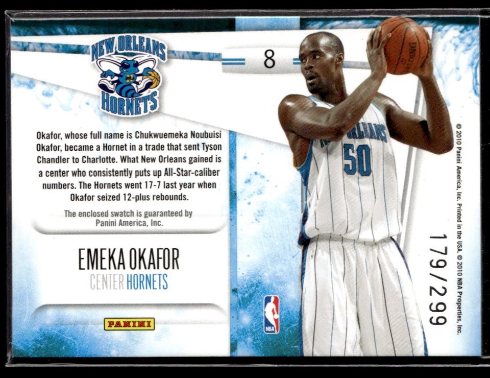 2010-11 Panini #8 Emeka Okafor Dress Success Materials SN,MEM #179/299 3203H | eBay