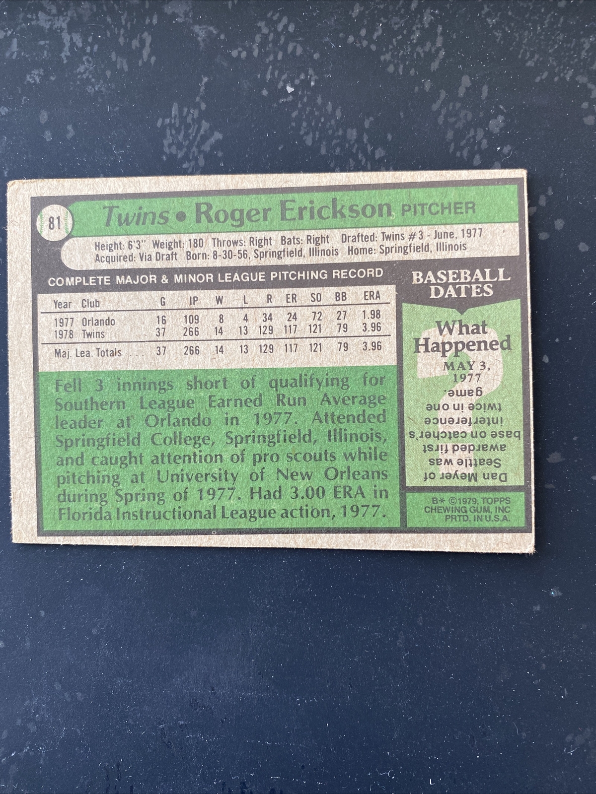 1979 Topps - #81 Roger Erickson (RC) for sale online | eBay