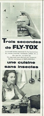 publicité Advertising 0921 1960 Fly-Tox bombe insecticide une cuisine ...