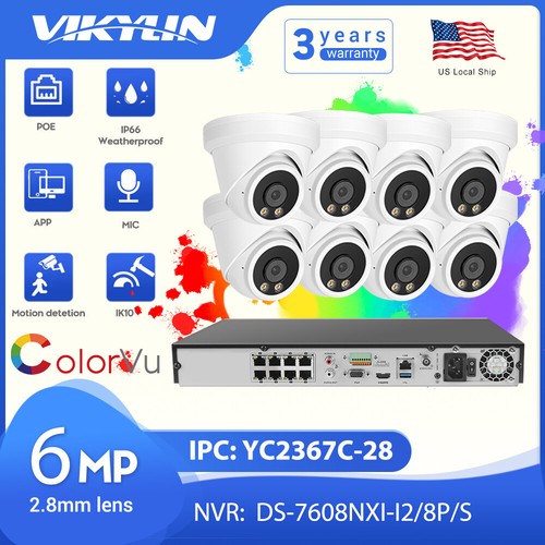 Hikvision 6MP ColorVu Full Color MIC IP Camera Security System 8CH 8POE ...