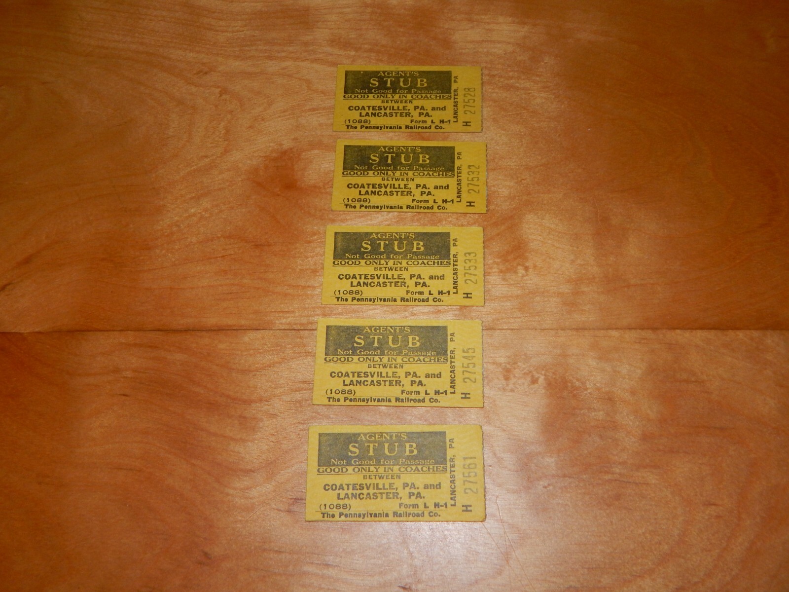 5 The Pennsylvania Railroad Company Agent's Stub Tickets 1940's ...