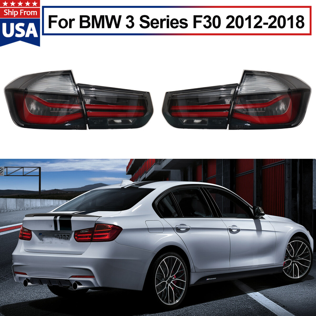 LED Tail Lights For 2012-2018 BMW 3 Series F30 F31 Pair Turn Signal ...