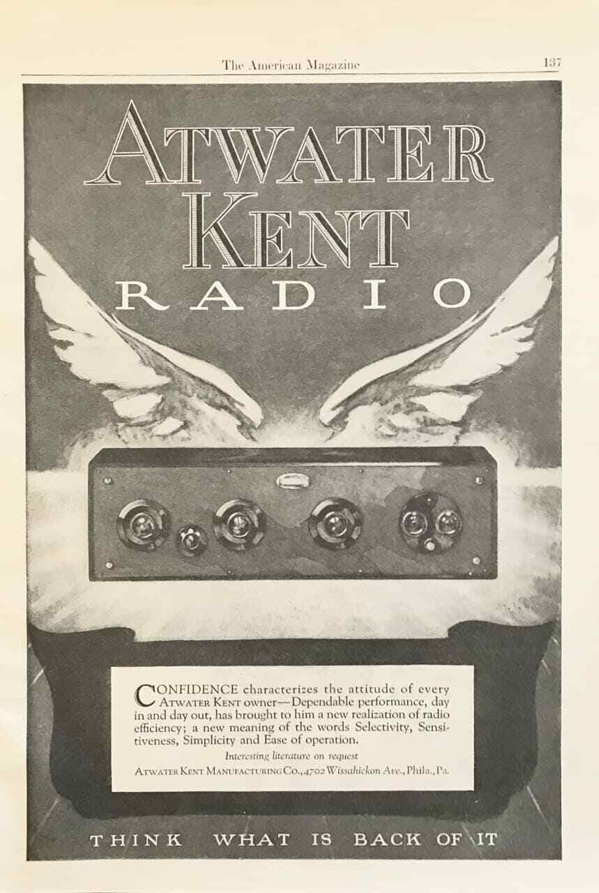1925 Atwater Kent Radio PRINT AD Think What is Back Of It | eBay