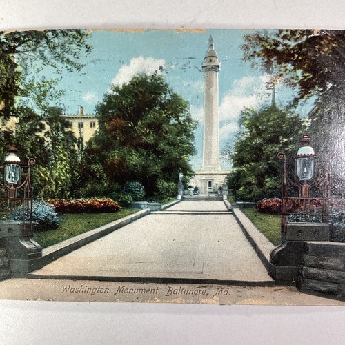 Maryland Postcard 1908 Baltimore Washington Monument Odell Ruth New ...