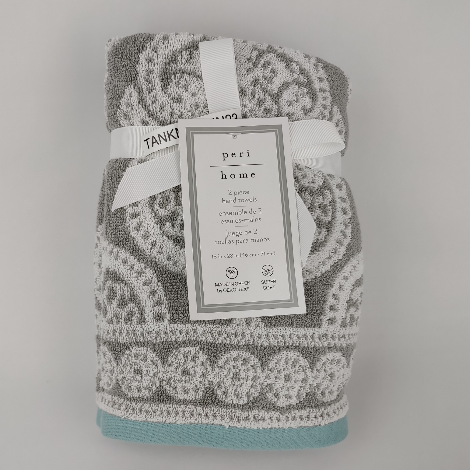 8Pc Set Peri Home Bath Towel Set 2 Bath 2 Hand 4 Washcloths Grey Teal ...