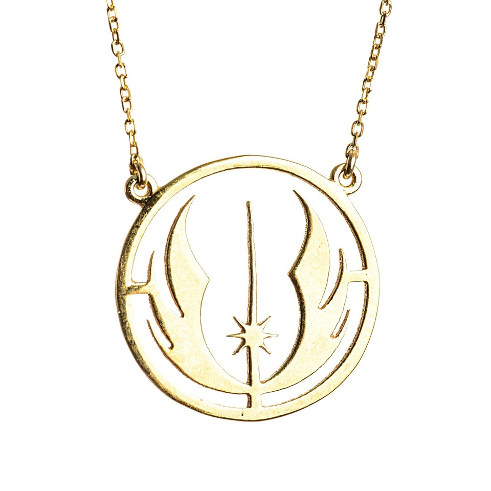 Star Wars Necklace Jedi Pendant Mens Necklace Gold Plated Silver ...