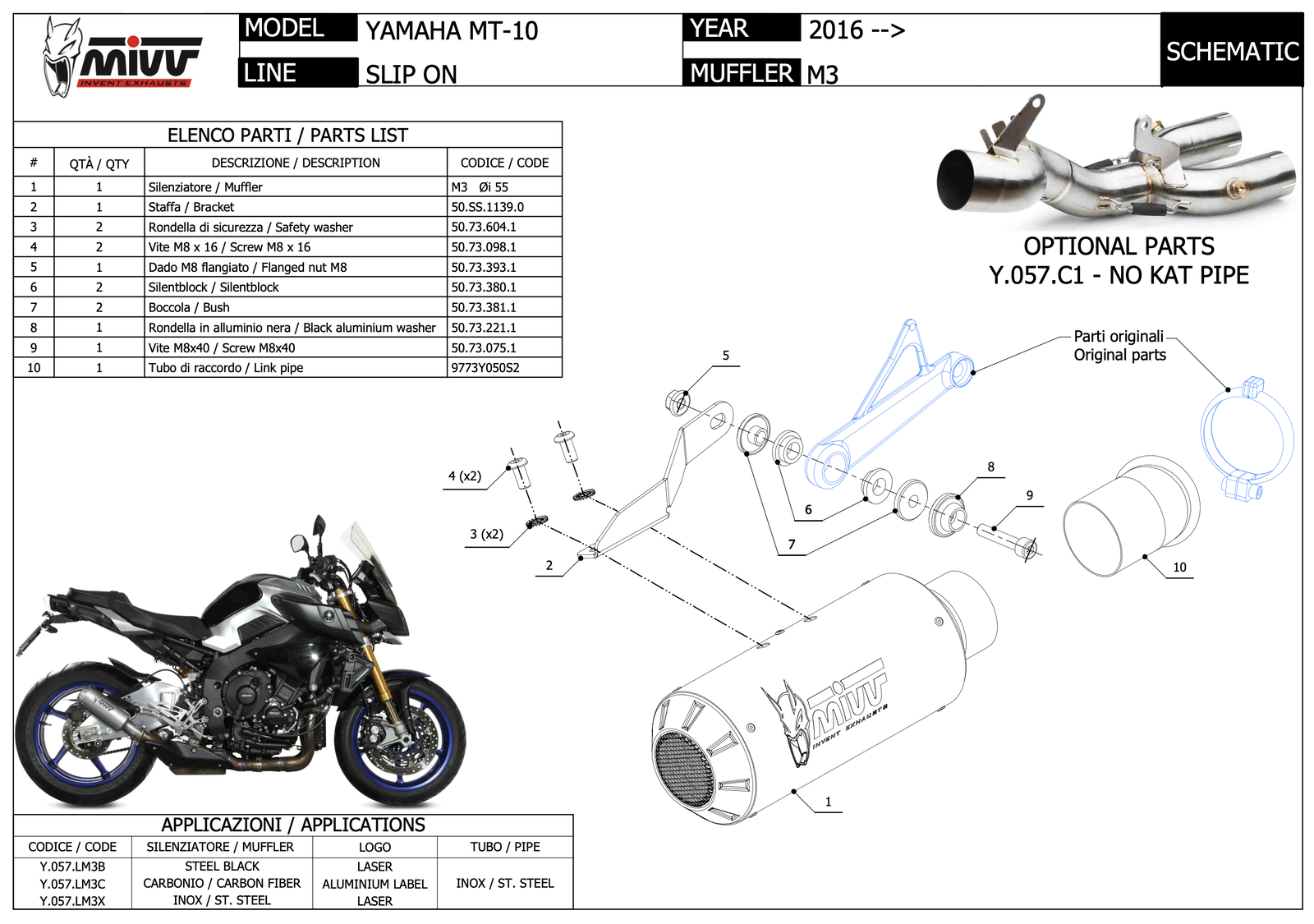 Mivv Exhaust Oem Mk3 Stainless Steel Yamaha Mt10 Mt 10 2018 18 Ebay