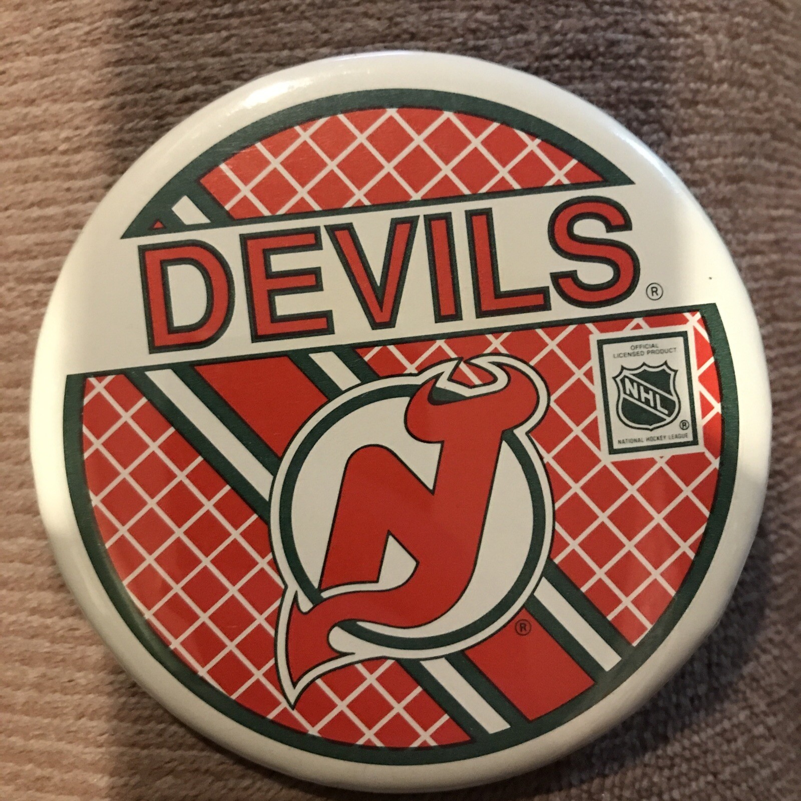 vintage 90s New Jersey Devils Button Pin Badge Hockey NHL NJ Stanley ...