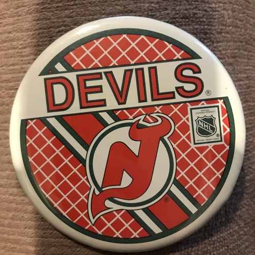 vintage 90s New Jersey Devils Button Pin Badge Hockey NHL NJ Stanley ...