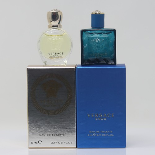 2pc Mini Gift Versace Eros Women & Eros Men EDT Miniature Spray Bottle ...