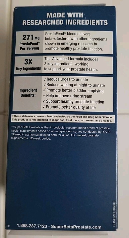 SUPER BETA PROSTATE ADVANCED 60-CHEWABLES EXP:01/2026 BRAND NEW/SEALED ...